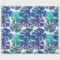 Trendy Tropical Royal Blue & Aqua Monstera Leaves Wrapping Paper | Zazzle