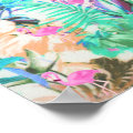 Trendy tropical teal pink floral flamingo poster | Zazzle