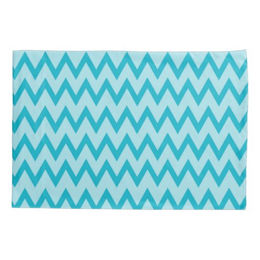 Trendy Turquoise Chevron Zigzag Name and Monogram Pillowcase | Zazzle
