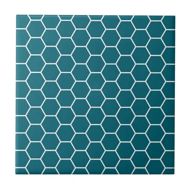 Trendy Turquoise Geometric Hexagon Pattern Ceramic Tile | Zazzle