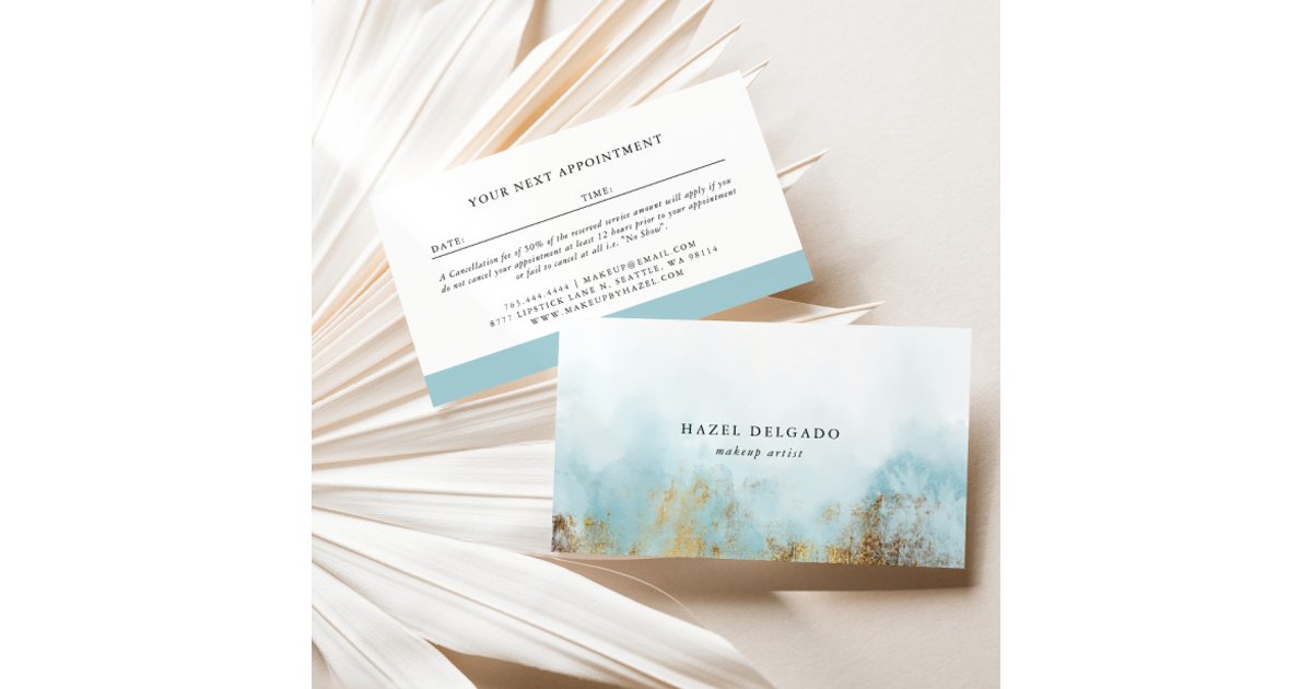 Trendy Turquoise Gold Designer Business Card | Zazzle