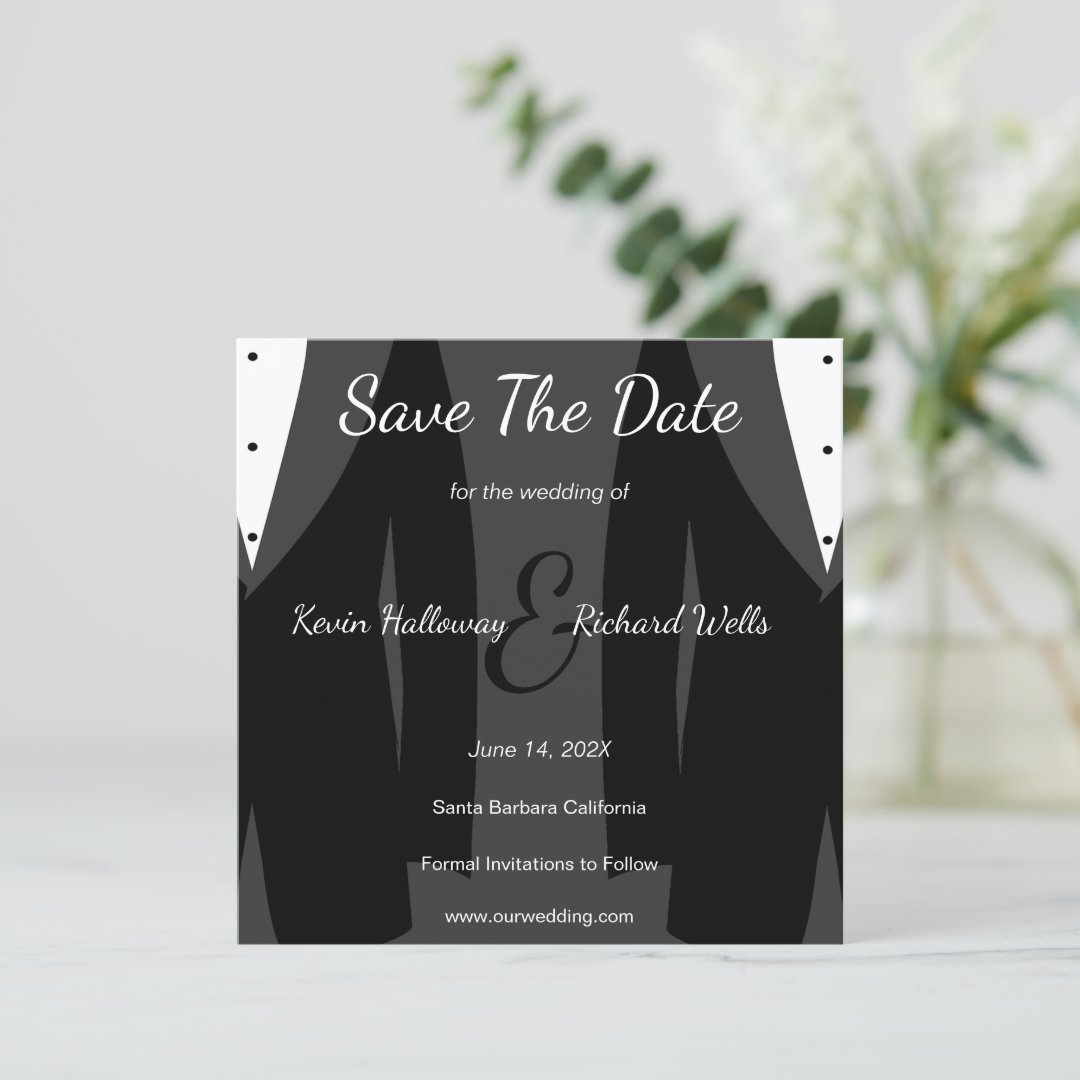 Trendy Two Tuxedos Gay Wedding Save The Date | Zazzle