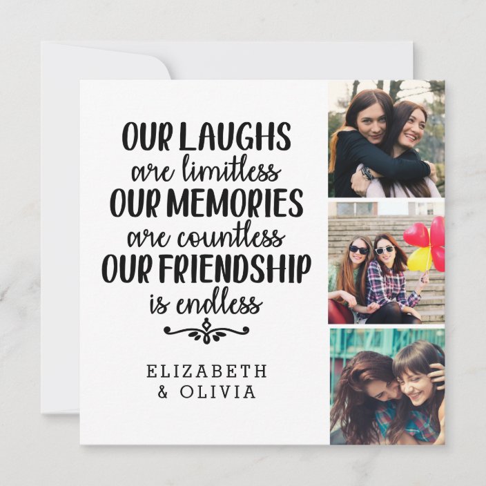 Trendy Typography Best Friends Names Photo Collage Card | Zazzle.com