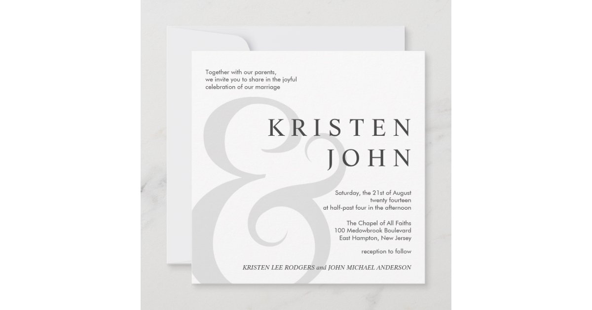 Trendy Typography Modern Wedding Invitations | Zazzle
