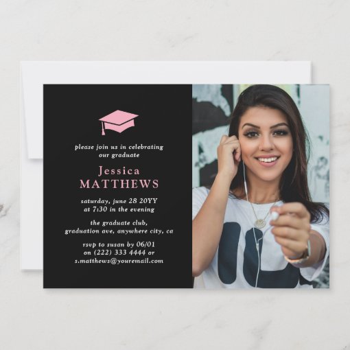 Trendy Typography Photo Collage Graduation Party Invitation | Zazzle