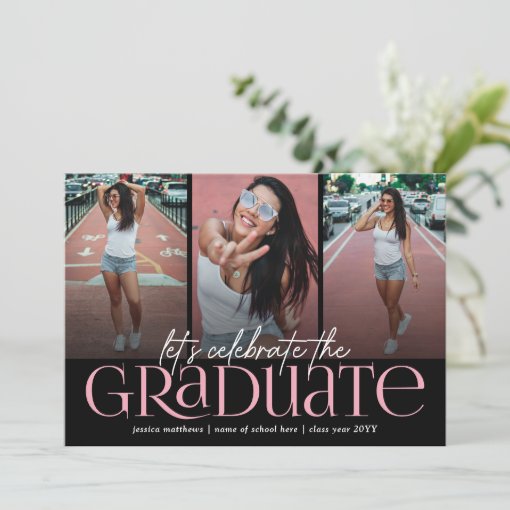 Trendy Typography Photo Collage Graduation Party Invitation | Zazzle