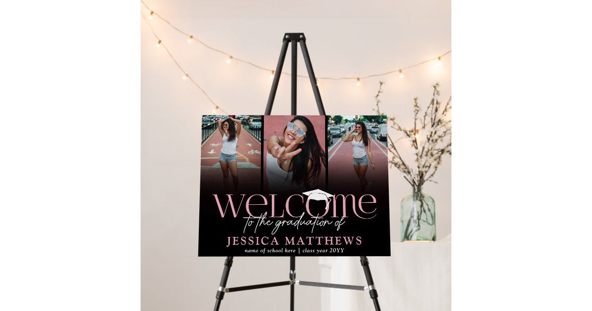 Trendy Typography Photo Collage Graduation Welcome Foam Board | Zazzle