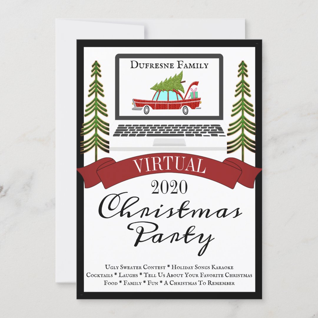 Trendy Virtual Christmas Party Invitation | Zazzle
