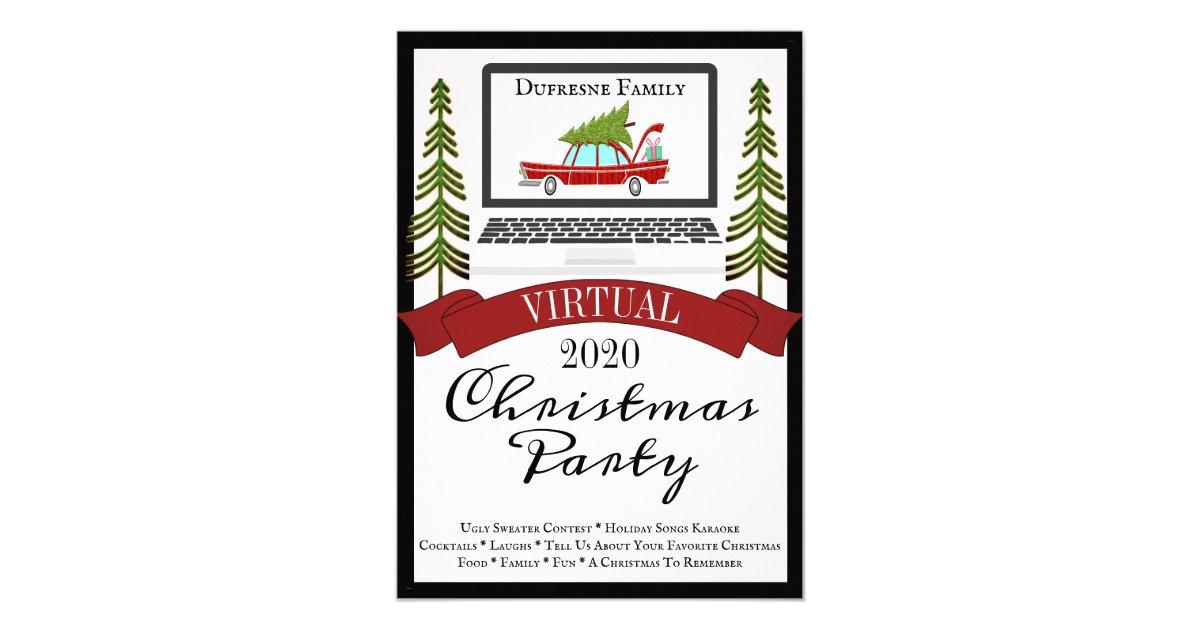 Trendy Virtual Christmas Party Invitation | Zazzle.com