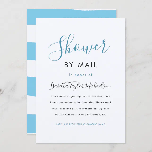 Trendy Watercolor Stripes Shower by Mail Invitation | Zazzle