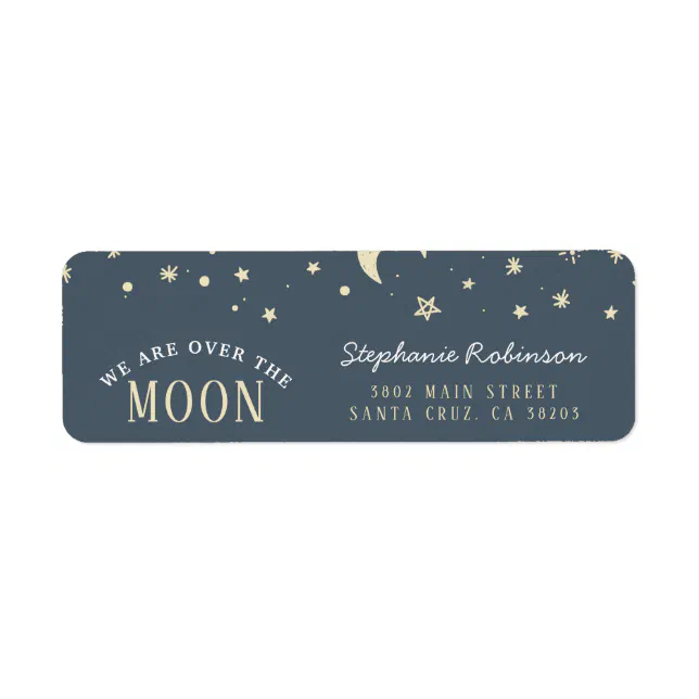 Trendy We Are Over The Moon Typography Baby Shower Label | Zazzle