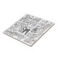 Trendy Whimsical Black and White Cat Patterned Ceramic Tile | Zazzle