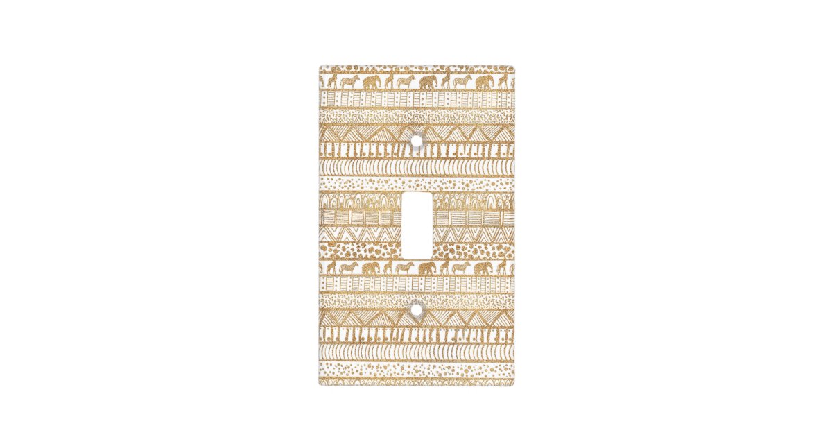 Trendy White Gold Tribal African Pattern Light Switch Cover | Zazzle