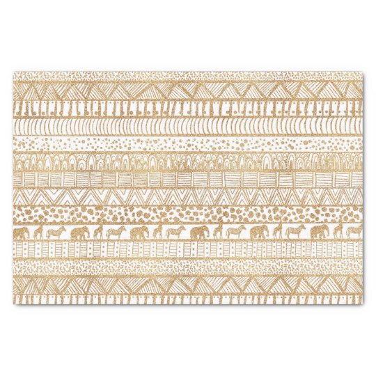 Trendy White & Gold Tribal African Pattern Tissue Paper | Zazzle.com
