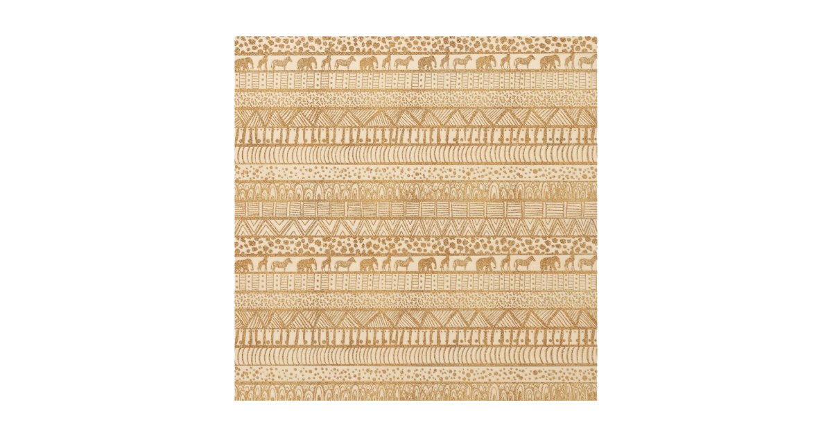 Trendy White Gold Tribal African Pattern Wood Wall Art | Zazzle