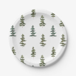 Trendy Winter | Christmas Tree Pattern Paper Plates | Zazzle