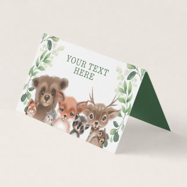 Trendy woodland Animals Forest Greenery Place Card | Zazzle