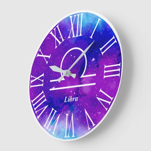 Trendy Zodiac Nebula Libra Symbol Large Clock | Zazzle