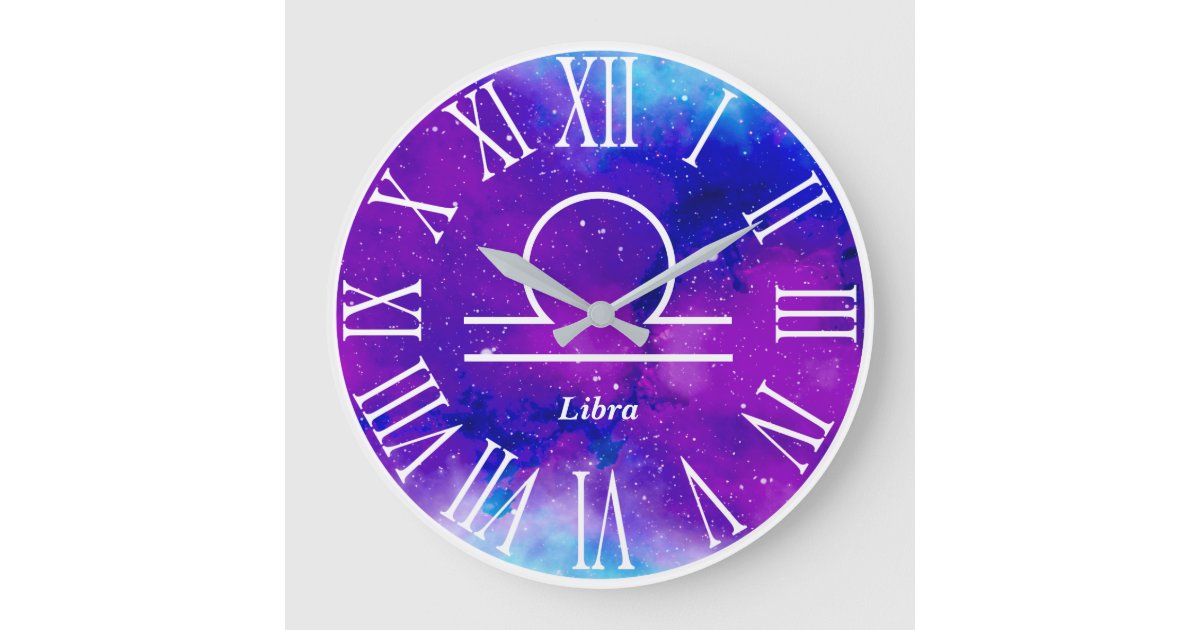 Trendy Zodiac Nebula Libra Symbol Large Clock | Zazzle