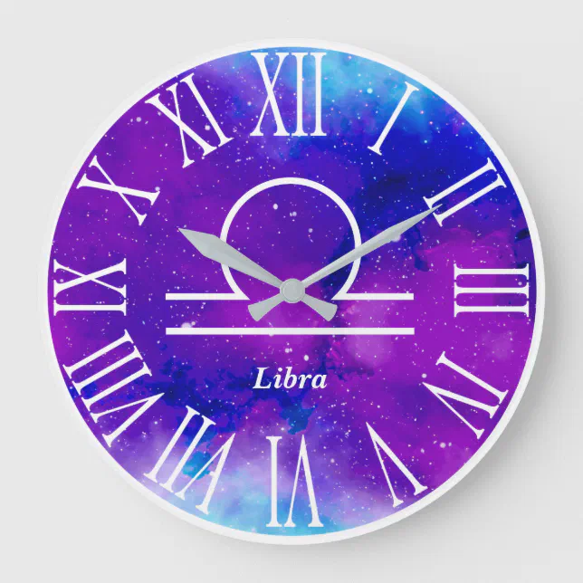 Trendy Zodiac Nebula Libra Symbol Large Clock | Zazzle