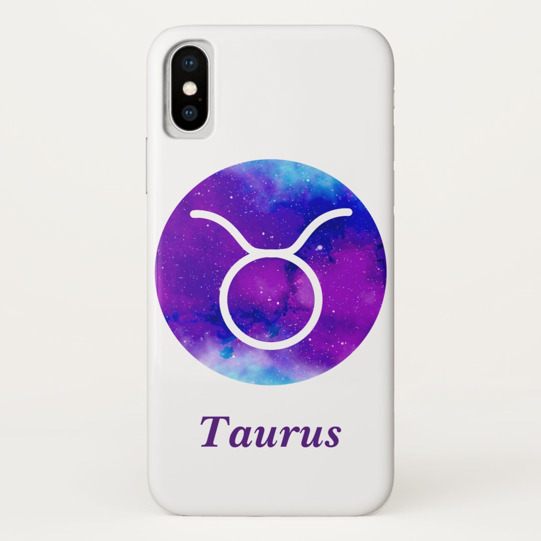 Trendy Zodiac Sign Taurus Purple Nebula Case-Mate iPhone Case | Zazzle