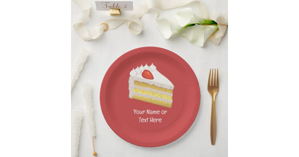 Tres Leches Cake Slice - Celebration custom text Paper Plates | Zazzle