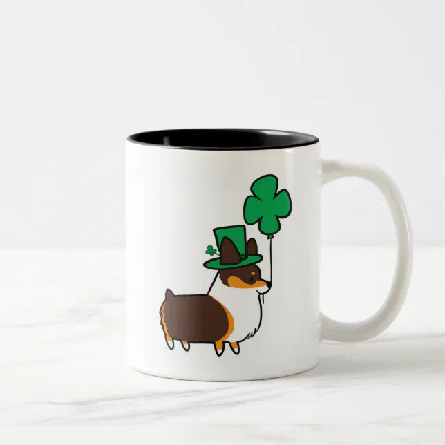 Tri-Color Corgi Lucky Shamrock Mug | CorgiThings | Zazzle