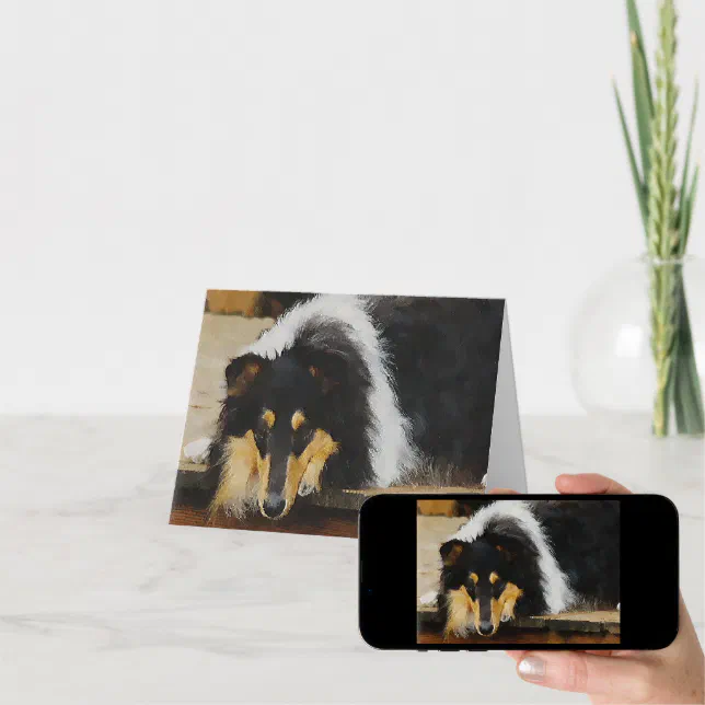 Tri Color Rough Collie Gifts Art Card | Zazzle