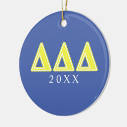 Tri Delta Yellow Letters Ceramic Ornament | Zazzle