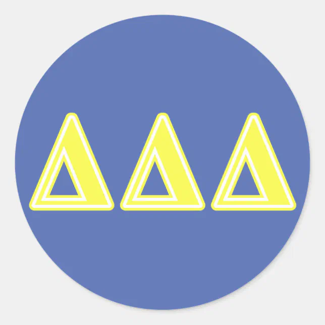 Tri Delta Yellow Letters Classic Round Sticker | Zazzle