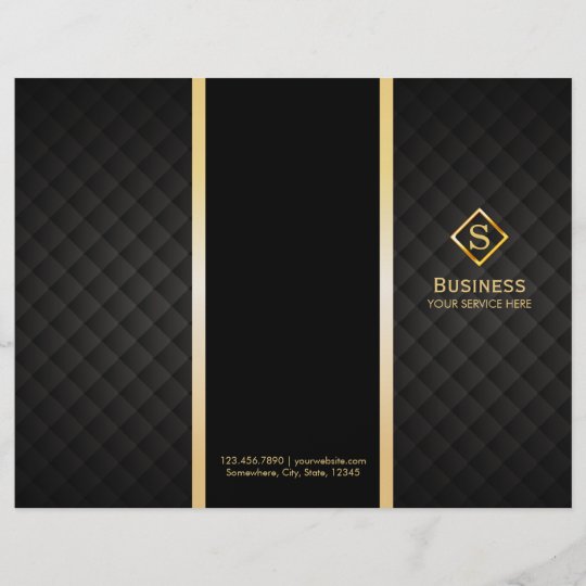 Tri-Fold Gold Diamond Monogram Elegant Brochures | Zazzle.com