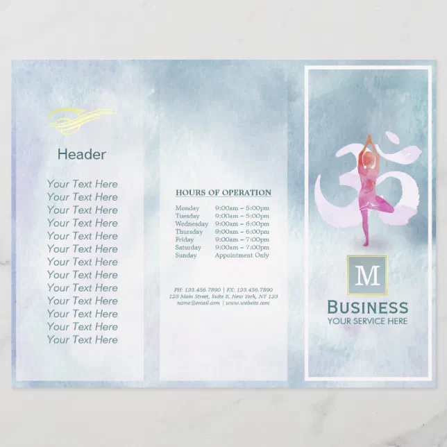 Tri-Fold Yoga Massage Brochures Meditation Pose Om | Zazzle