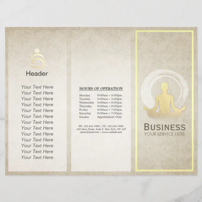 Tri-Fold Yoga Studio Brochures Meditation Pose ZEN | Zazzle