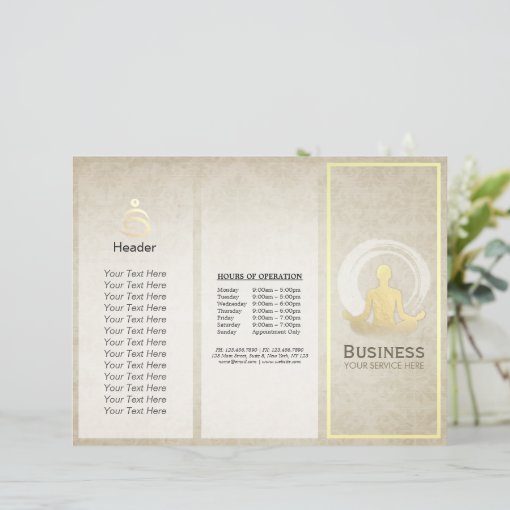 Tri-Fold Yoga Studio Brochures Meditation Pose ZEN | Zazzle