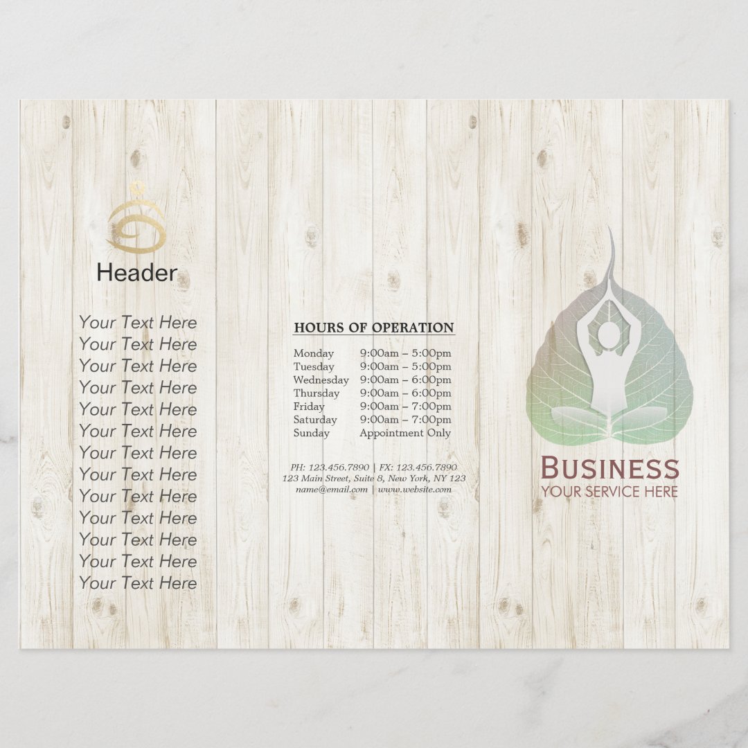 Tri-Fold Yoga Studio Brochures Meditation Studio | Zazzle