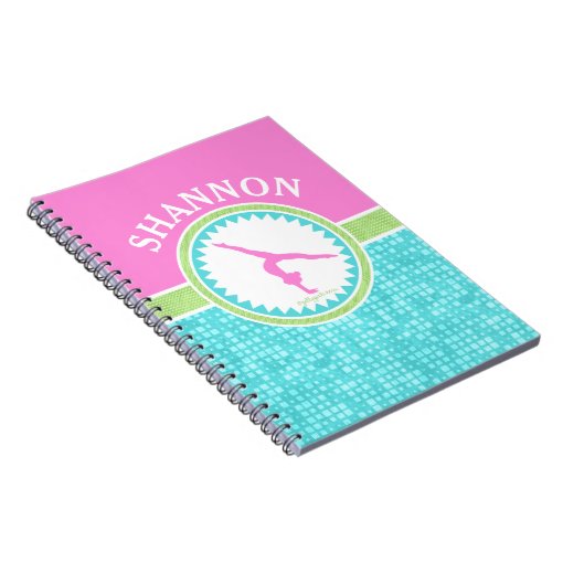 Tri-Pastel Color Gymnastics With Aqua Tile Notebook | Zazzle