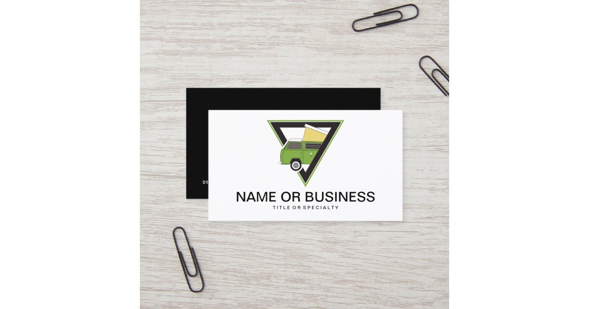 triangle classic green camper van business card | Zazzle