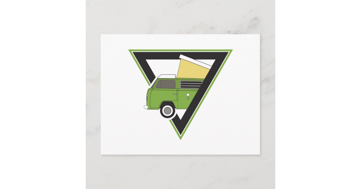 triangle classic green camper van postcard | Zazzle