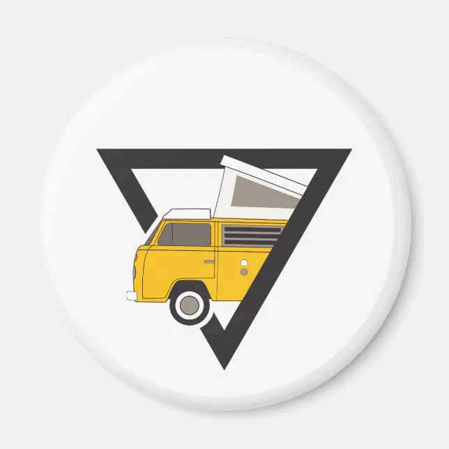 triangle classic yellow bus magnet | Zazzle
