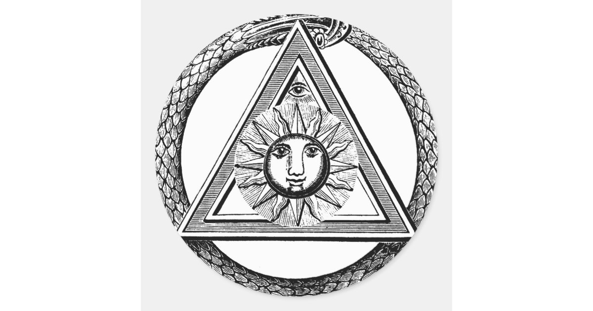 Triangle Freemason Snake Classic Round Sticker | Zazzle