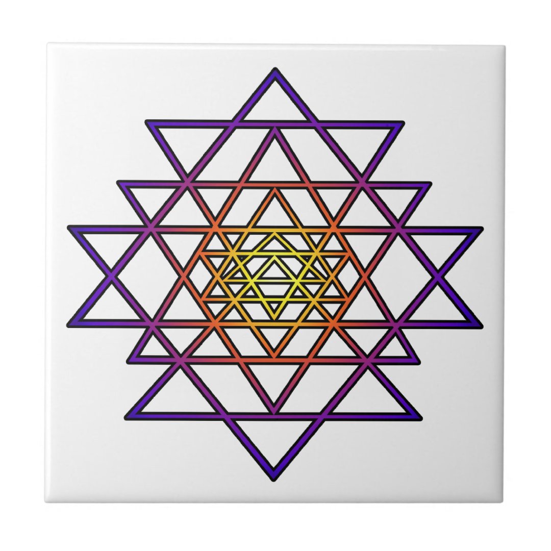 Triangle Mandala (yellow purple) Sri Yantra Tile | Zazzle