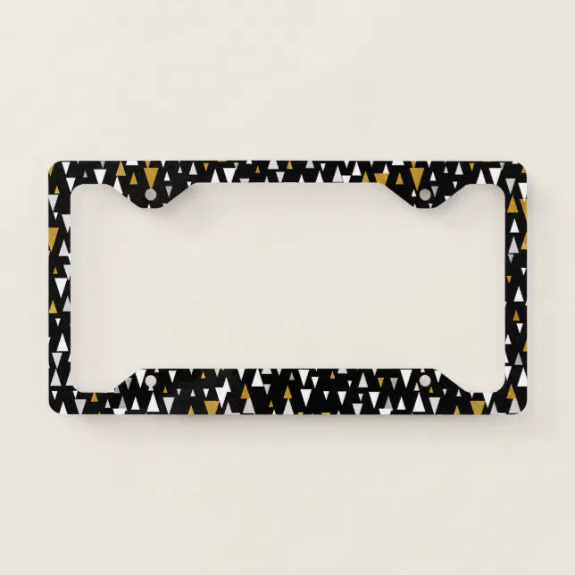 Triangle Modern Art - Black Gold License Plate Frame | Zazzle