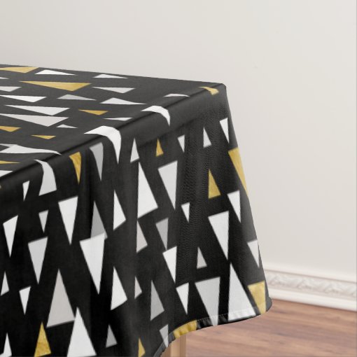 Triangle Modern Art - Black Gold Tablecloth | Zazzle