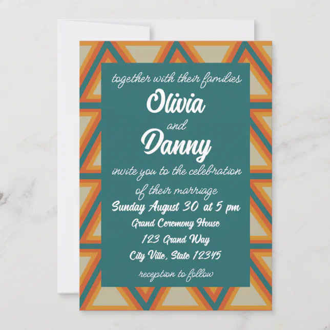 Triangles Modern Geometric Colorful Wedding Invitation | Zazzle