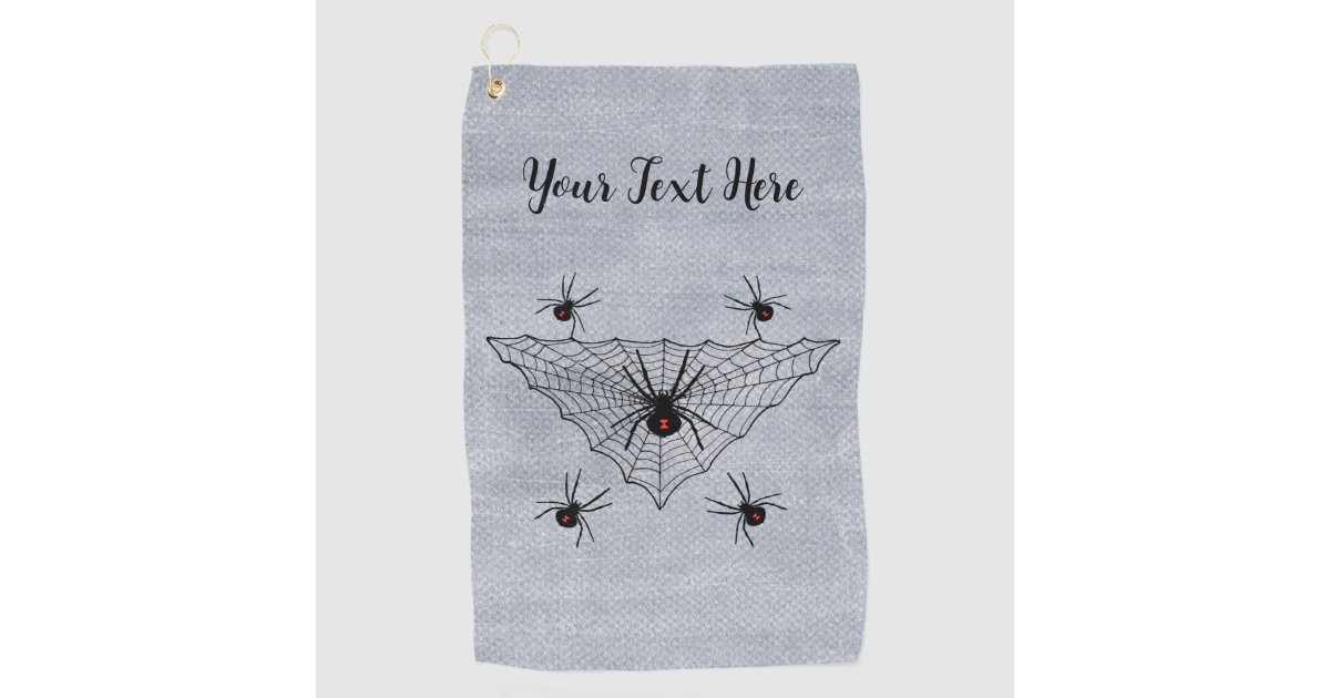 Triangular Web With Black Widow Spiders on White Golf Towel | Zazzle