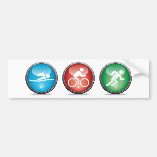 Triathlon Bumpersticker: SWIM, CYCLE, RUN Bumper Sticker | Zazzle