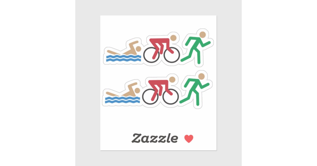 Triathlon logo icons in color sticker | Zazzle
