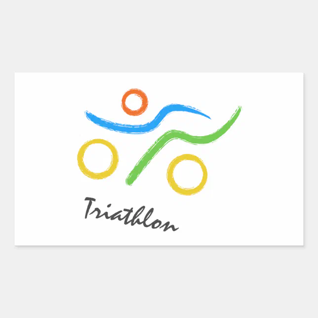 Triathlon logo rectangular sticker | Zazzle