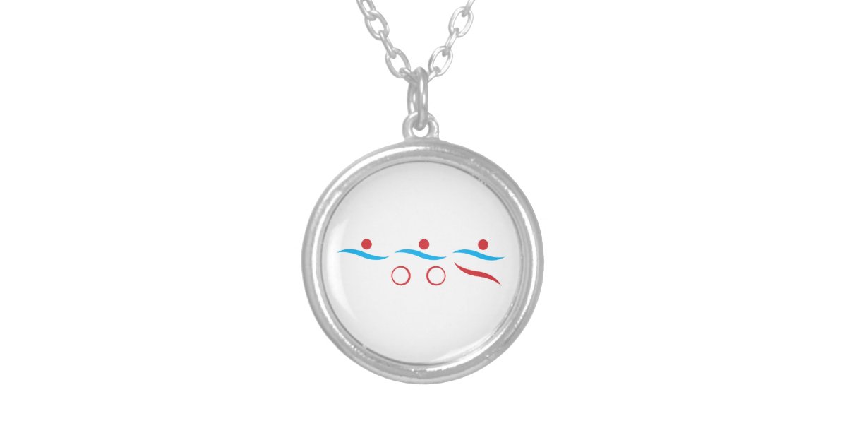 Triathlon modern cool logo silver plated necklace | Zazzle