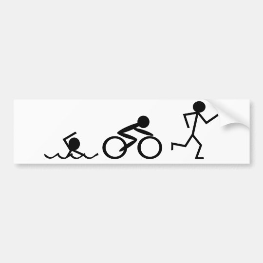 Triathlon Stick Figures Bumper Sticker | Zazzle.com